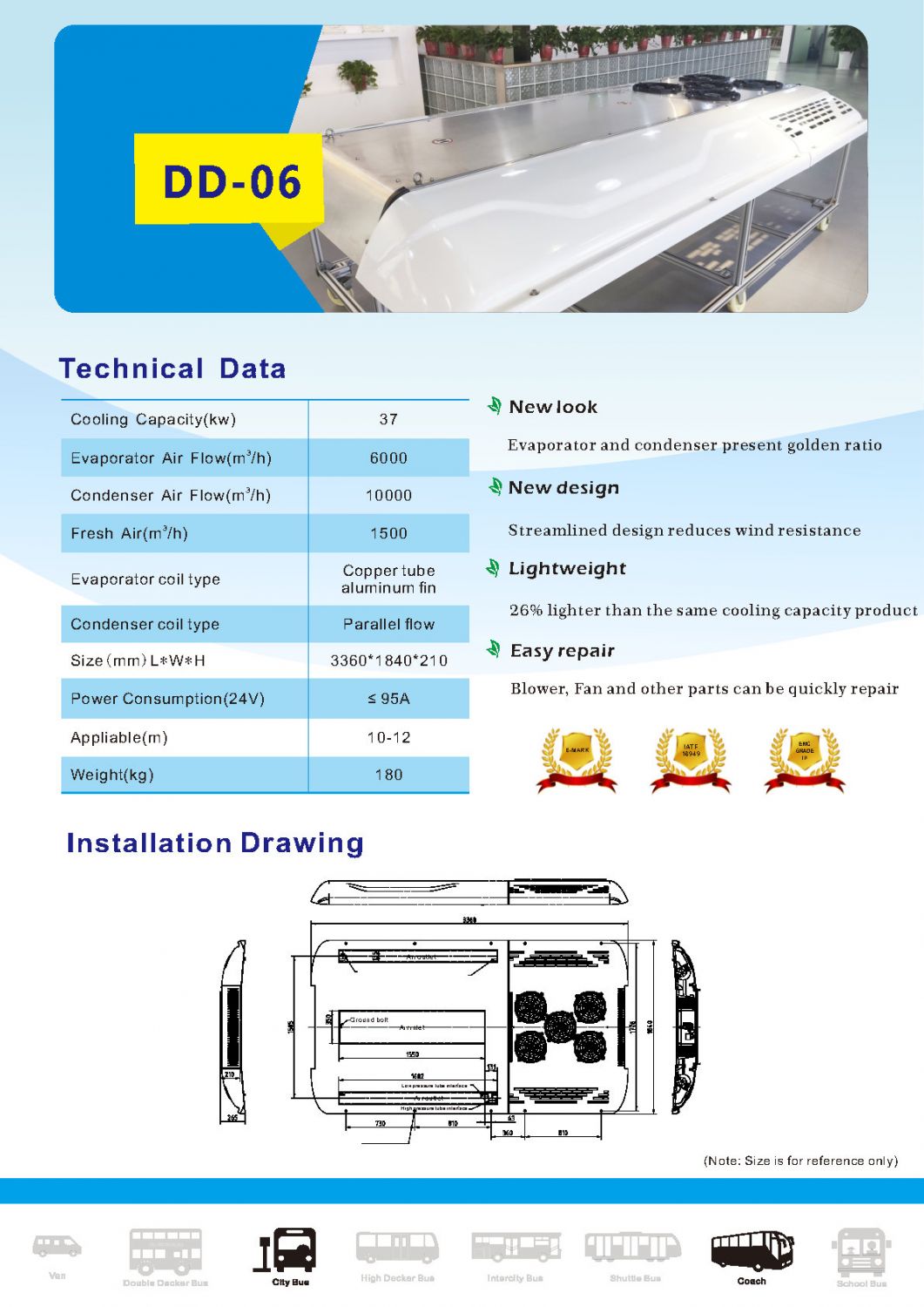 Cling DD Series Engine Bus Air Conditioner